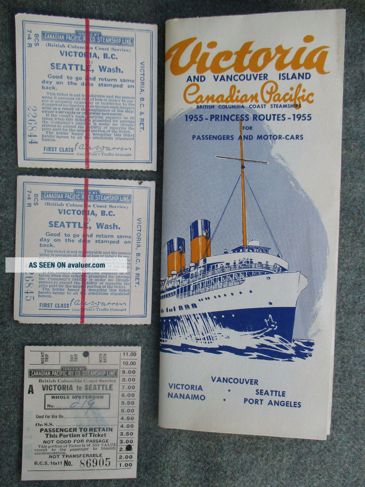 VINTAGE 1955 CANADIAN PACIFIC PRINCESS STEAMSHIP SEATTLE VICTORIA GUIDE ...