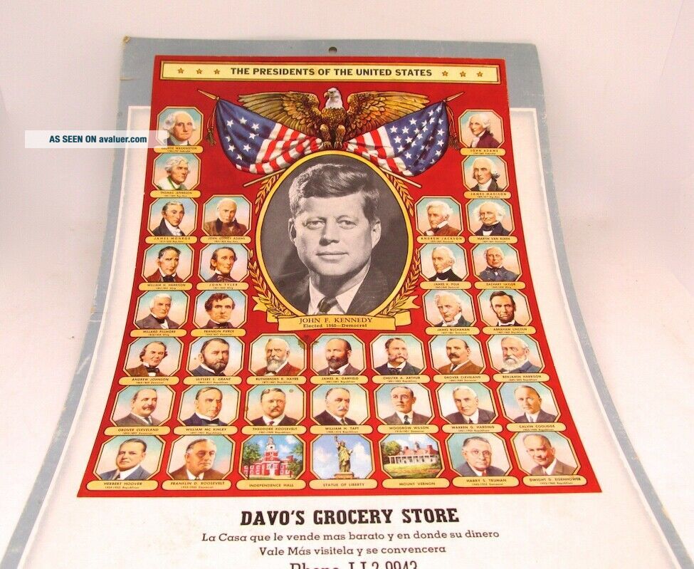 JFK Kennedy 1962 Presidents Of The United States Calendar From ...