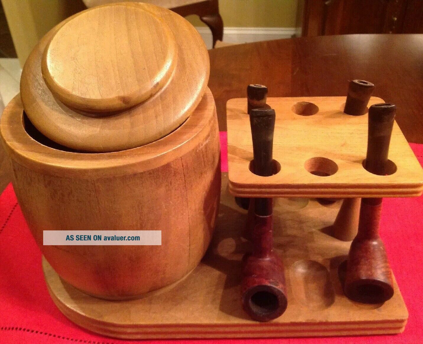 Wood Pipe Rack Holder Stand For 6 Pipes & Humidor W/ 4 Westbrook Dr ...