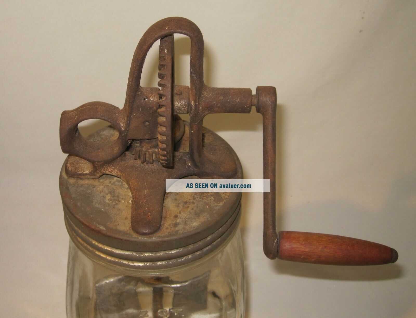 Antique Glass Jar Butter Churn 2 Quart Metal Paddles | #5123842