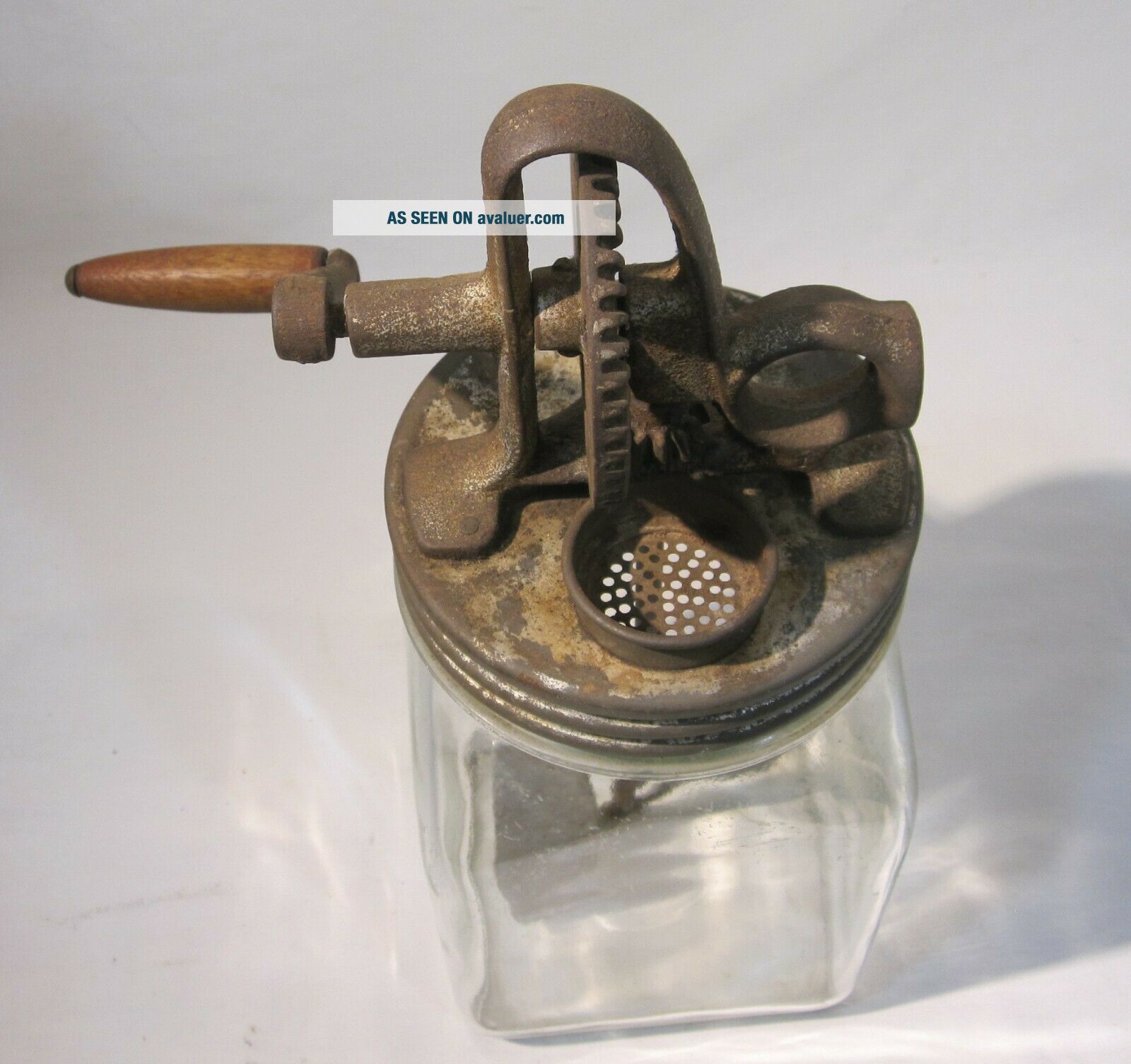 Antique Glass Jar Butter Churn 2 Quart Metal Paddles | #5123842