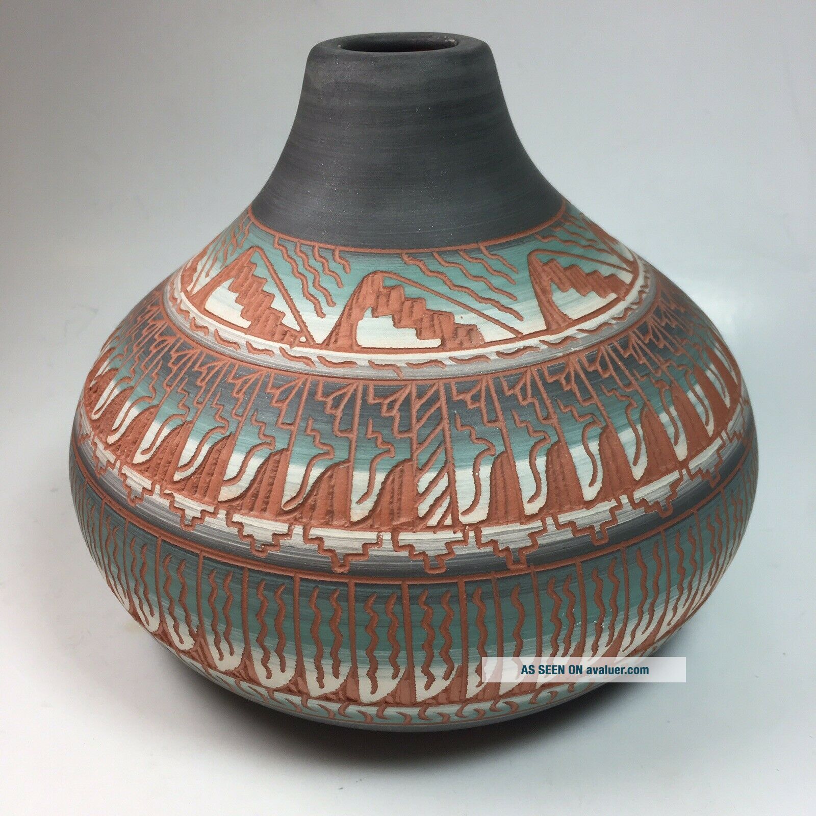 Vintage Navajo Pottery Vessel Vase Signed Patricia Sam Native American ...