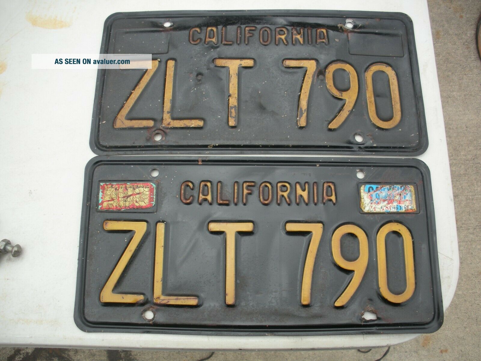 VINTAGE PAIR BLACK AND YELLOW CALIFORNIA LICENSE PLATES ZLT790 CHECK ...