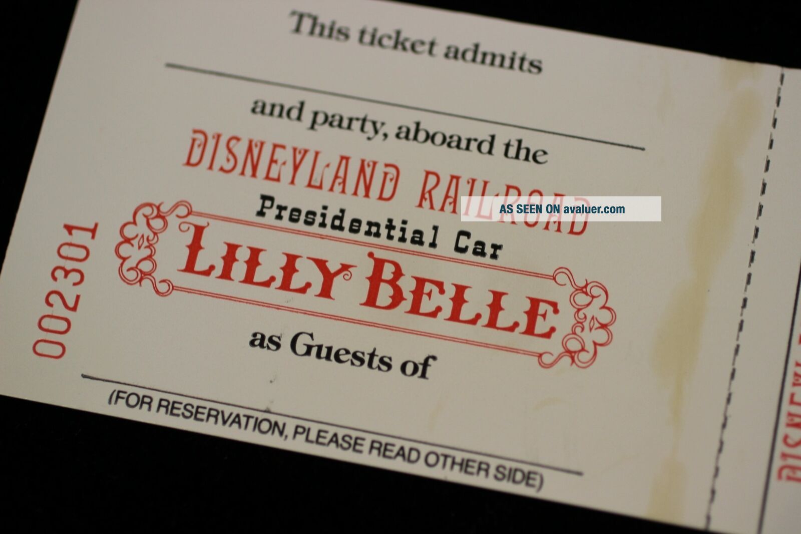 Disneyland 1976 Lilly Belle TICKET Mrs. Lillian Disney Presidential Car ...