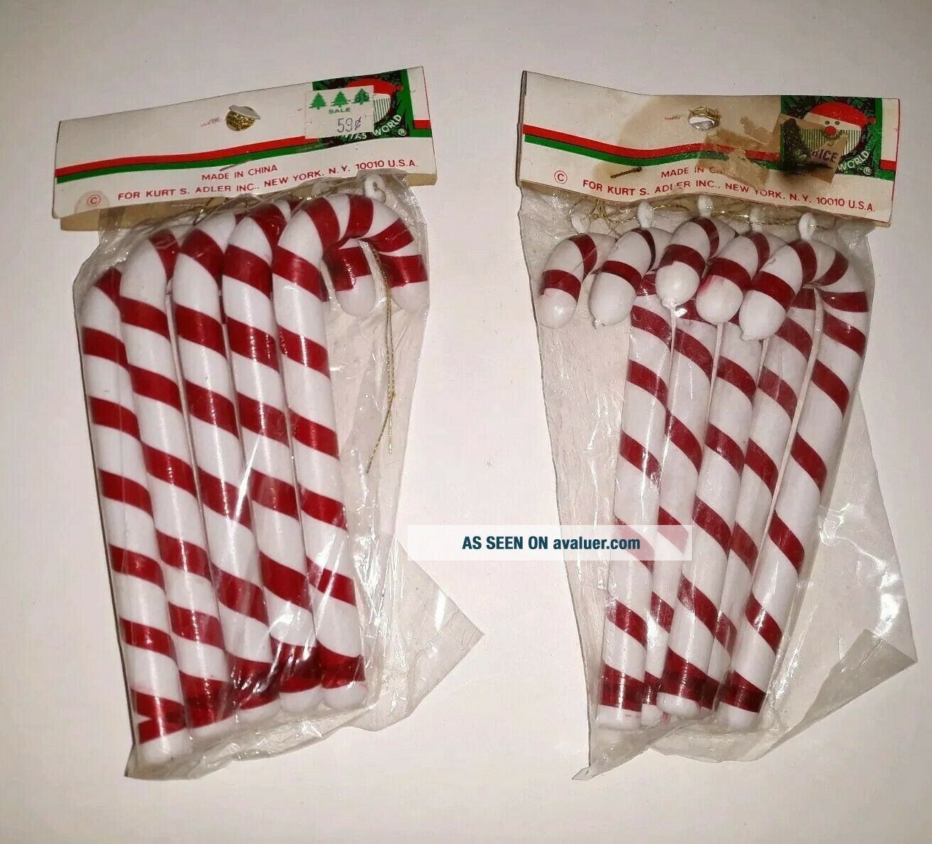 Vintage Christmas Candy Cane Plastic Christmas Ornaments Two Packs Of ...