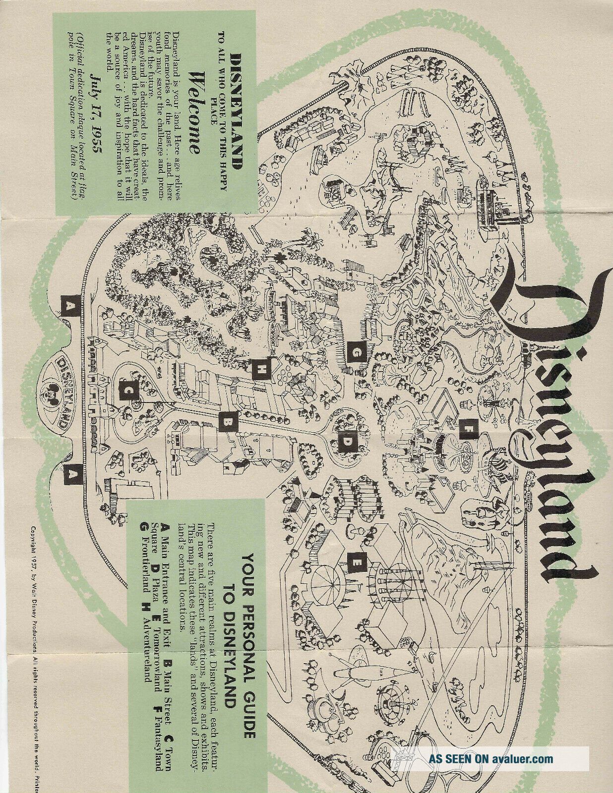 1957 TINKERBELL WELCOME TO DISNEYLAND Map Pamphlet Brochure Vintage ...