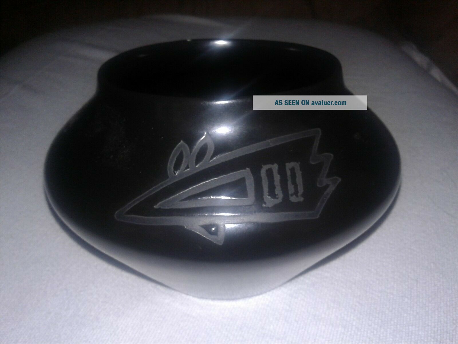 Native Pueblo Pottery Black 6 1/2 " Pottery Vessel Vase Signed B. F ...
