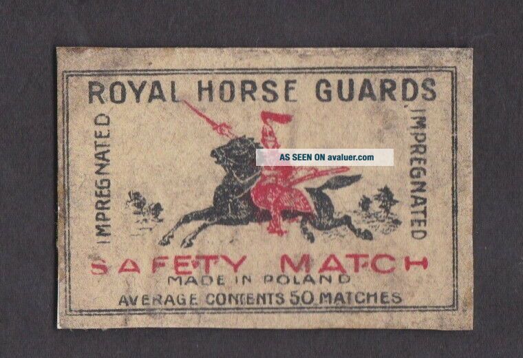 AE Old Matchbox Label Poland VVVV25 Royal Horse Guards | #5077679