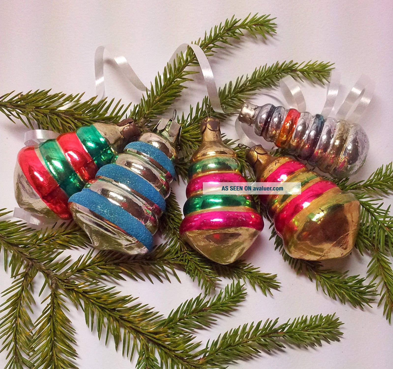 Russian USSR 5 Glass Ornaments Whirlabouts Christmas Year Tree ...