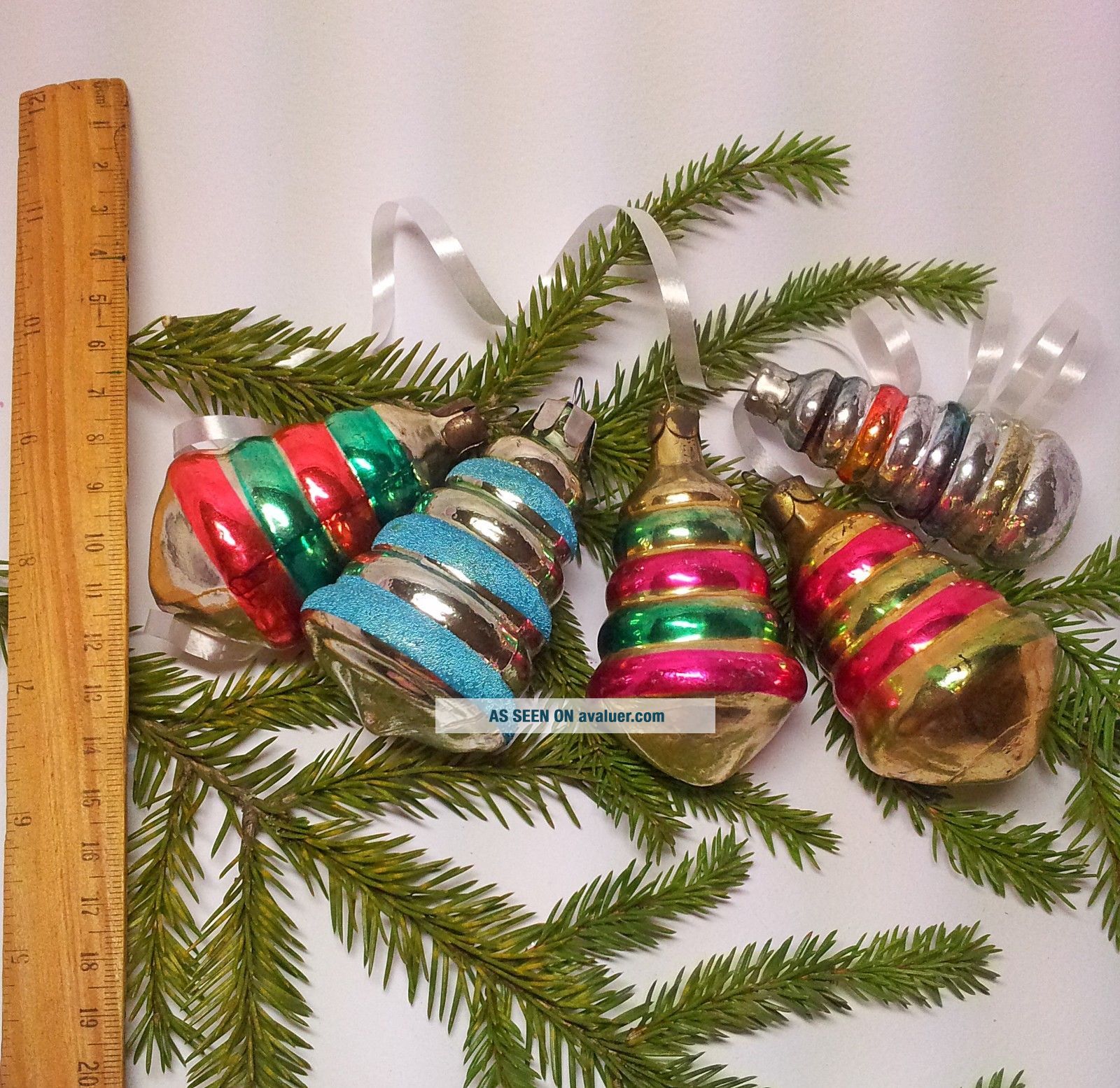Russian USSR 5 Glass Ornaments Whirlabouts Christmas Year Tree ...