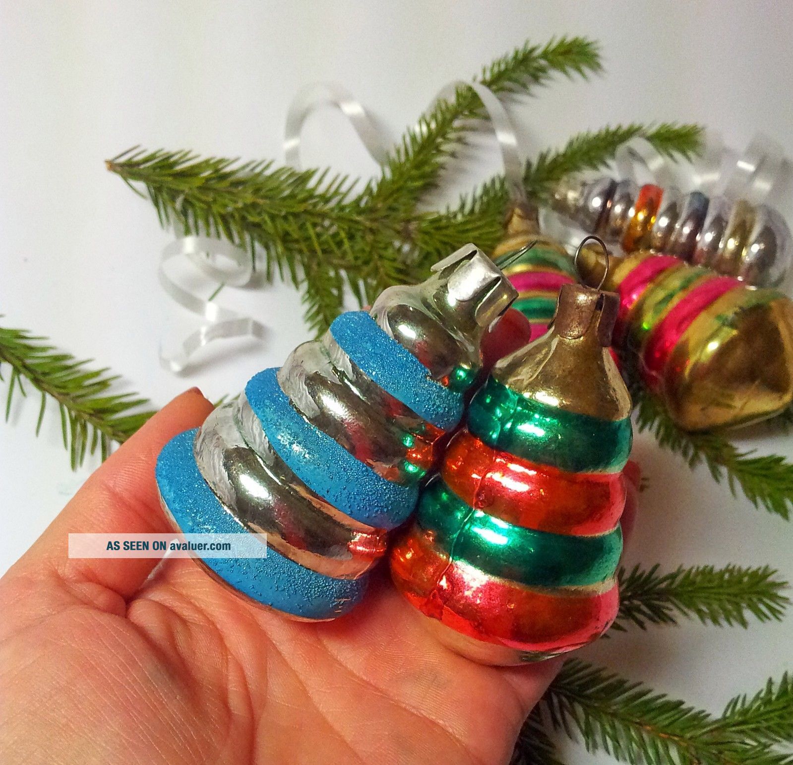 Russian USSR 5 Glass Ornaments Whirlabouts Christmas Year Tree ...