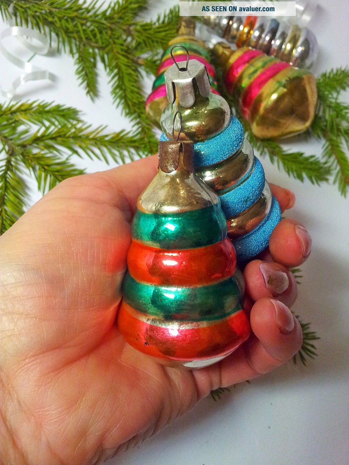 Russian USSR 5 Glass Ornaments Whirlabouts Christmas Year Tree ...