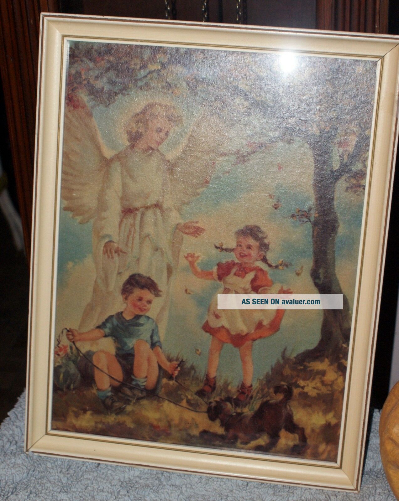 Antique/Vintage Framed Print: Guardian Angel Watching Over Children As ...