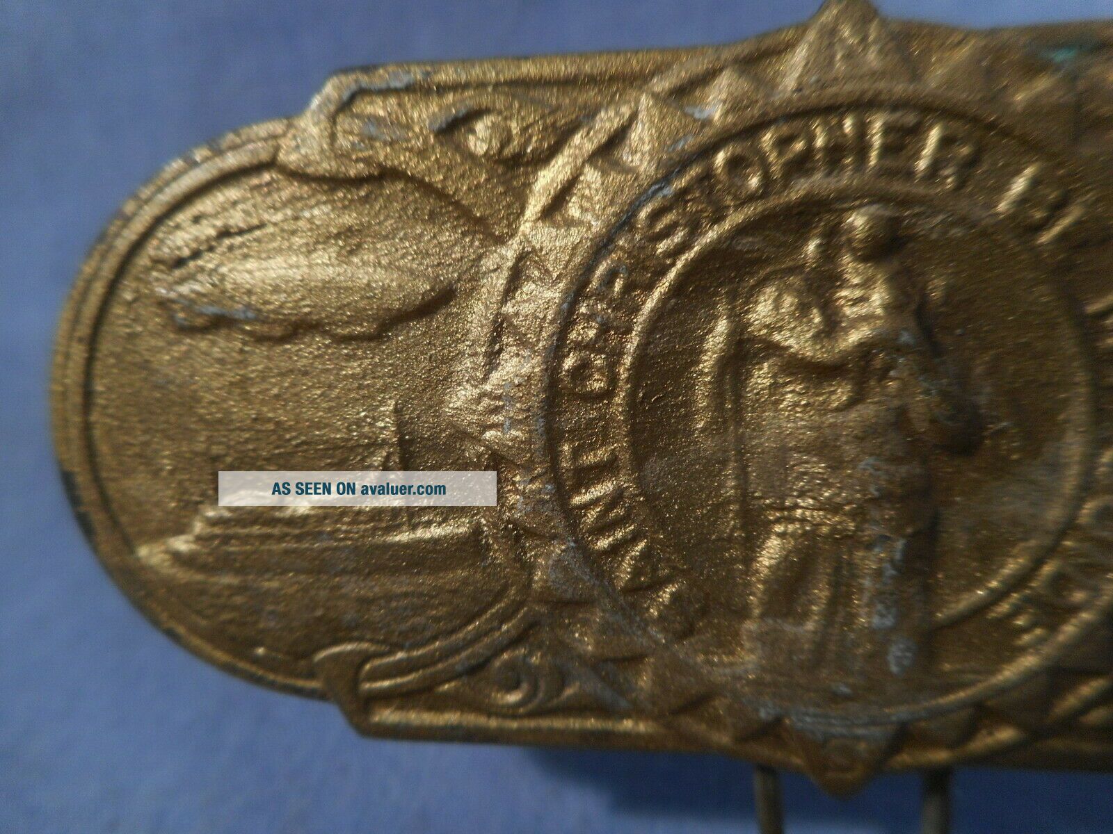 Vintage Saint Christopher Be My Guide Visor Pin Badge | #5122954