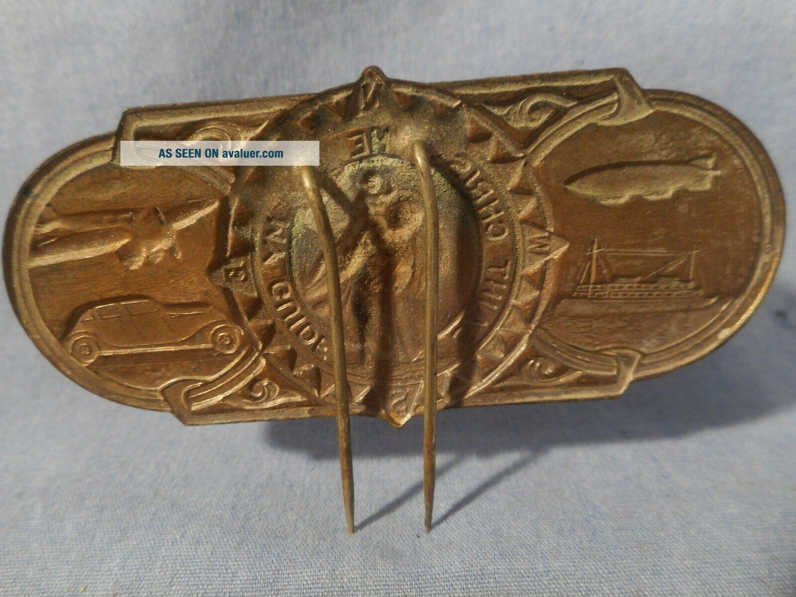Vintage Saint Christopher Be My Guide Visor Pin Badge | #5122954