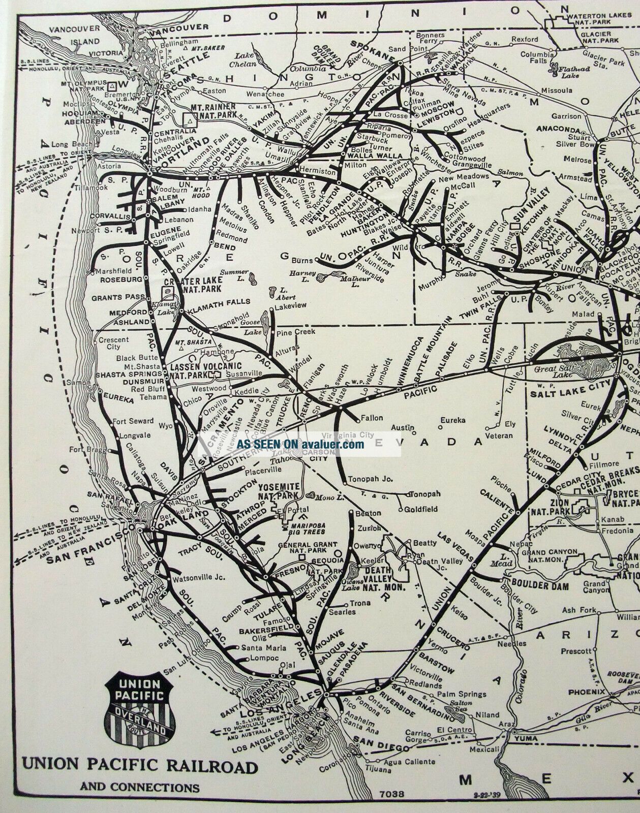 1939 Map Of Union Pacific Railroad By Poole Bros. Vintage | #5080619