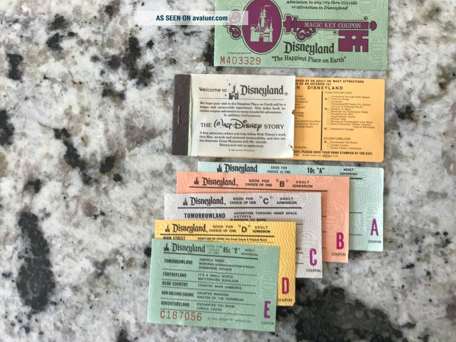 Vintage Old Adult Disneyland A - E Tickets | #5172435