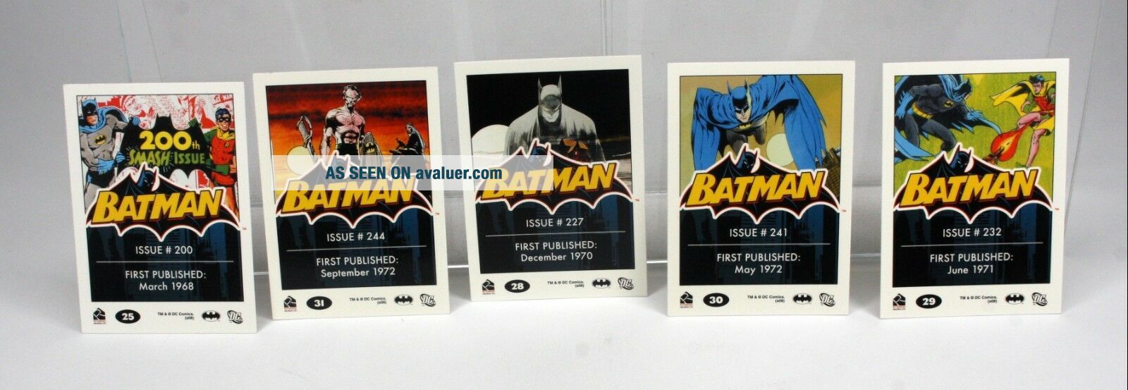 5 TM & DC BATMAN CLASSIC COVER COMIC BOOK ART CARDS SIGNED BY NEAL ...