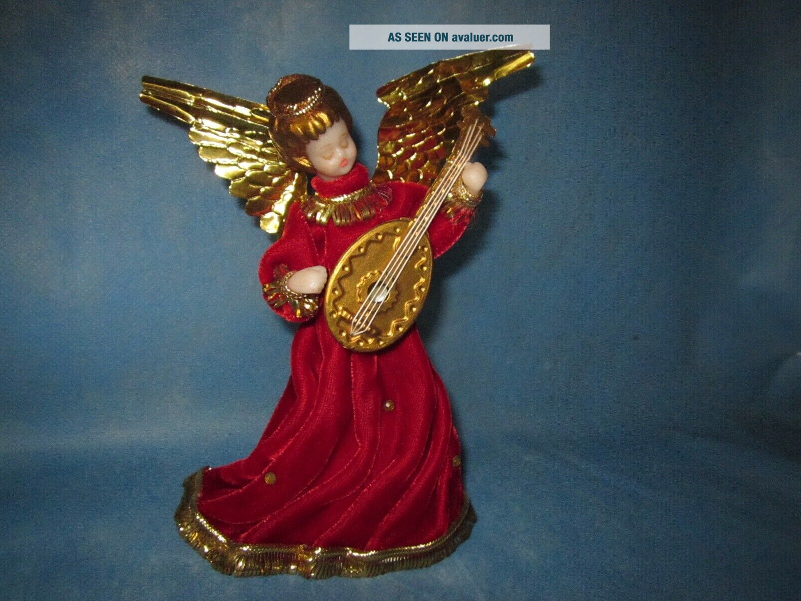Vintage Koestel W Germany Velvet Wax Angel Mandolin Christmas Tree ...