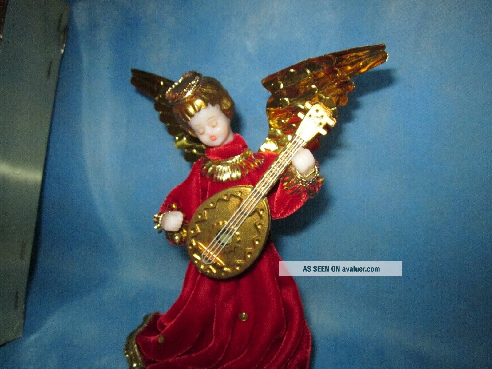Vintage Koestel W Germany Velvet Wax Angel Mandolin Christmas Tree ...