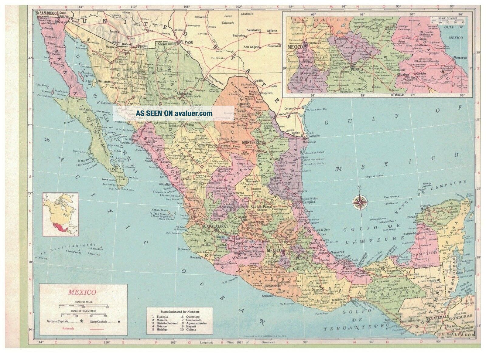 1957 Map Of Mexico With Map Of Canada On Reverse | #5032560