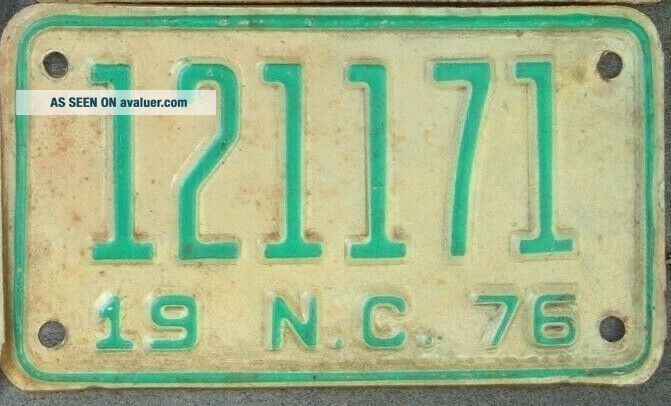 NORTH CAROLINA Vintage 1976 Motorcycle Cycle License Plate 121171 ...