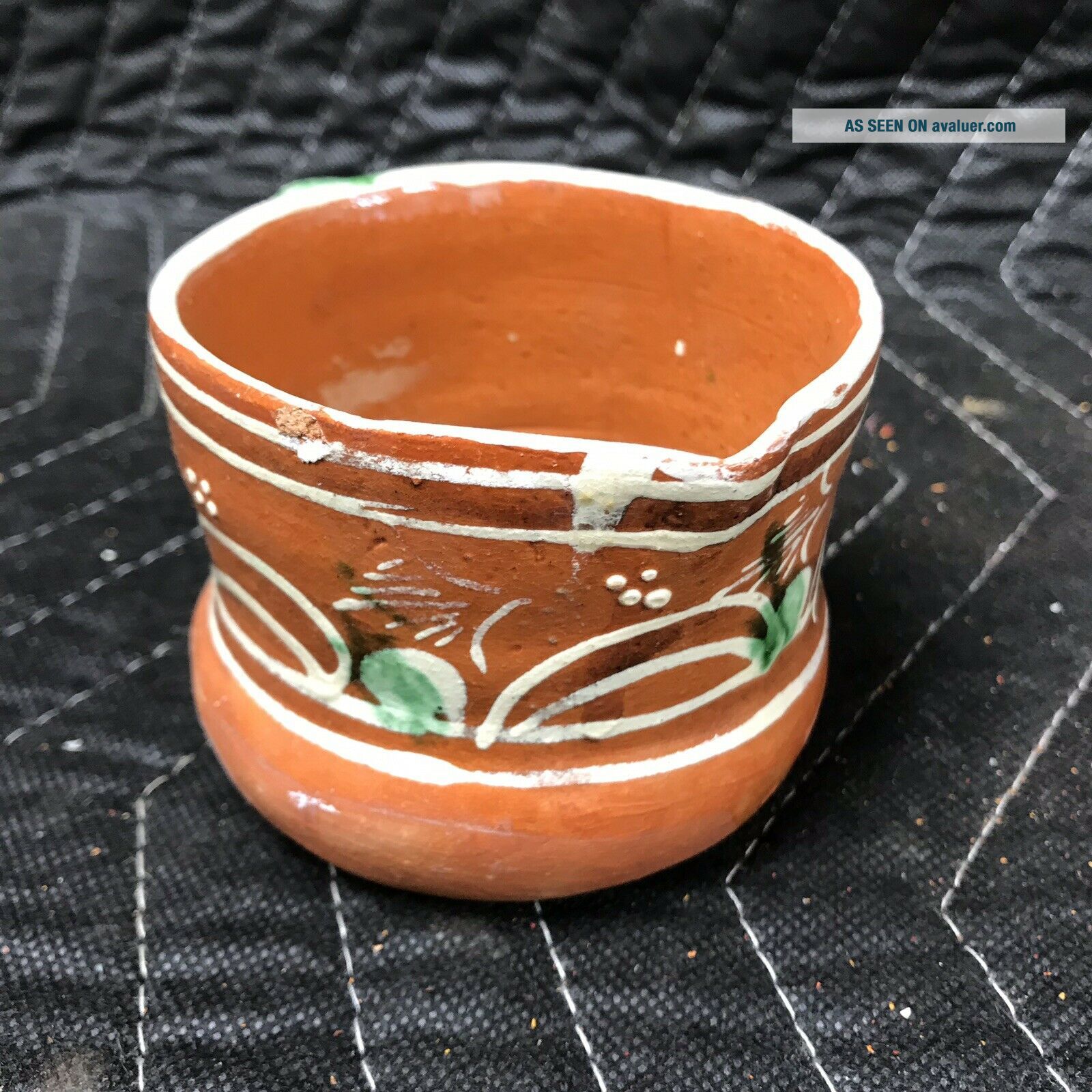 Mexican Clay Redware Pottery Vintage Cup Glazed Hand Painted Marked ...