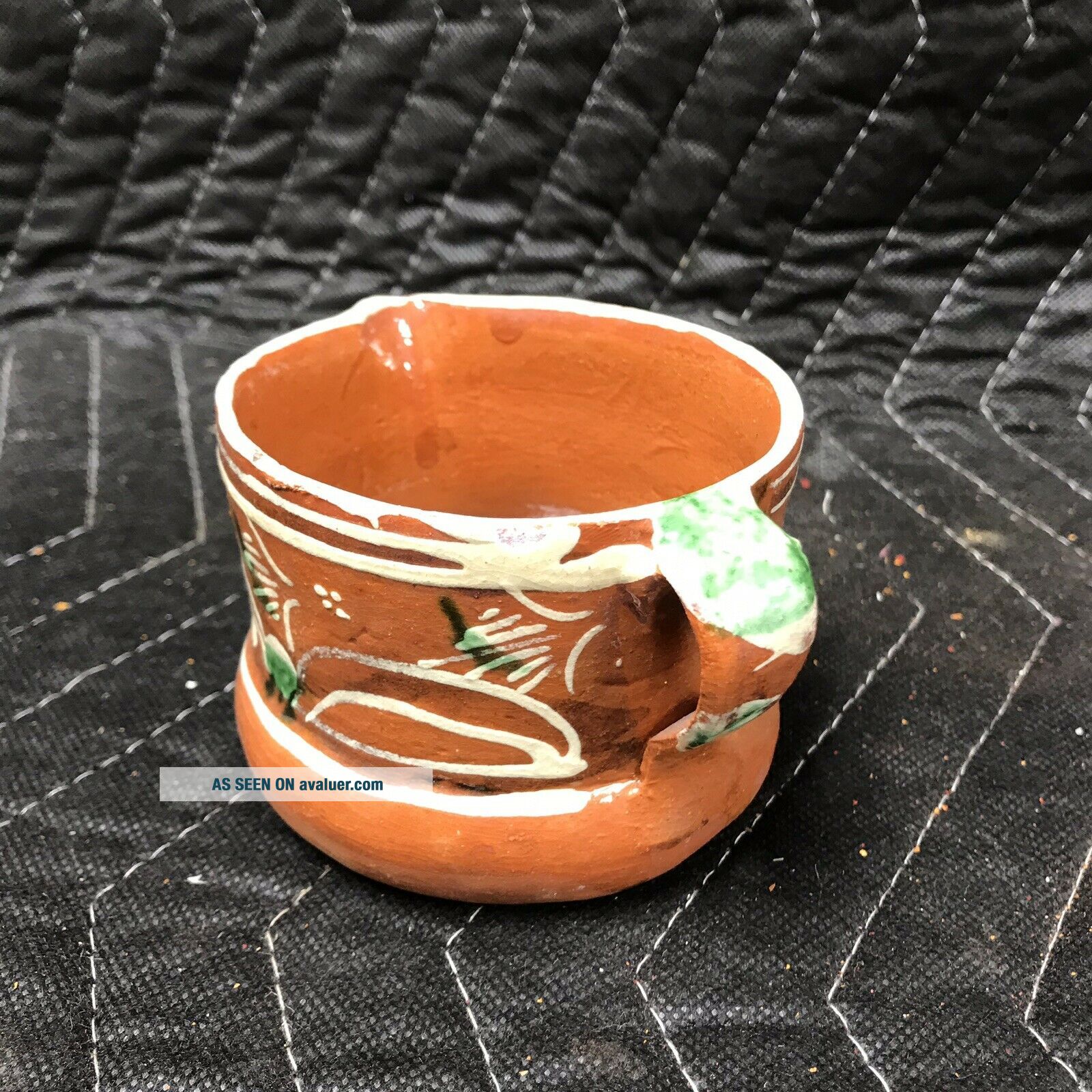 Mexican Clay Redware Pottery Vintage Cup Glazed Hand Painted Marked ...
