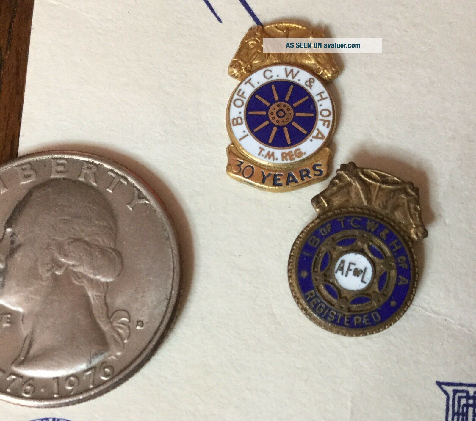 AF Of L International Brotherhood Of Teamsters 2 Pins 1 30 Year & 1 ...