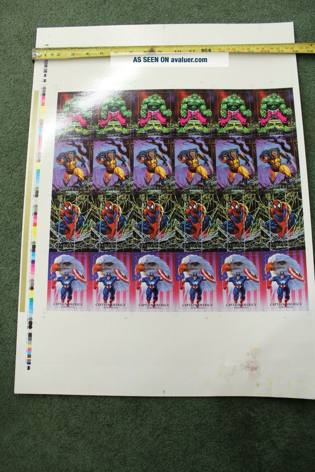 1992 Marvel Masterpieces UNCUT Sheet 24 CARDS W/ SkyBox And Letter ...