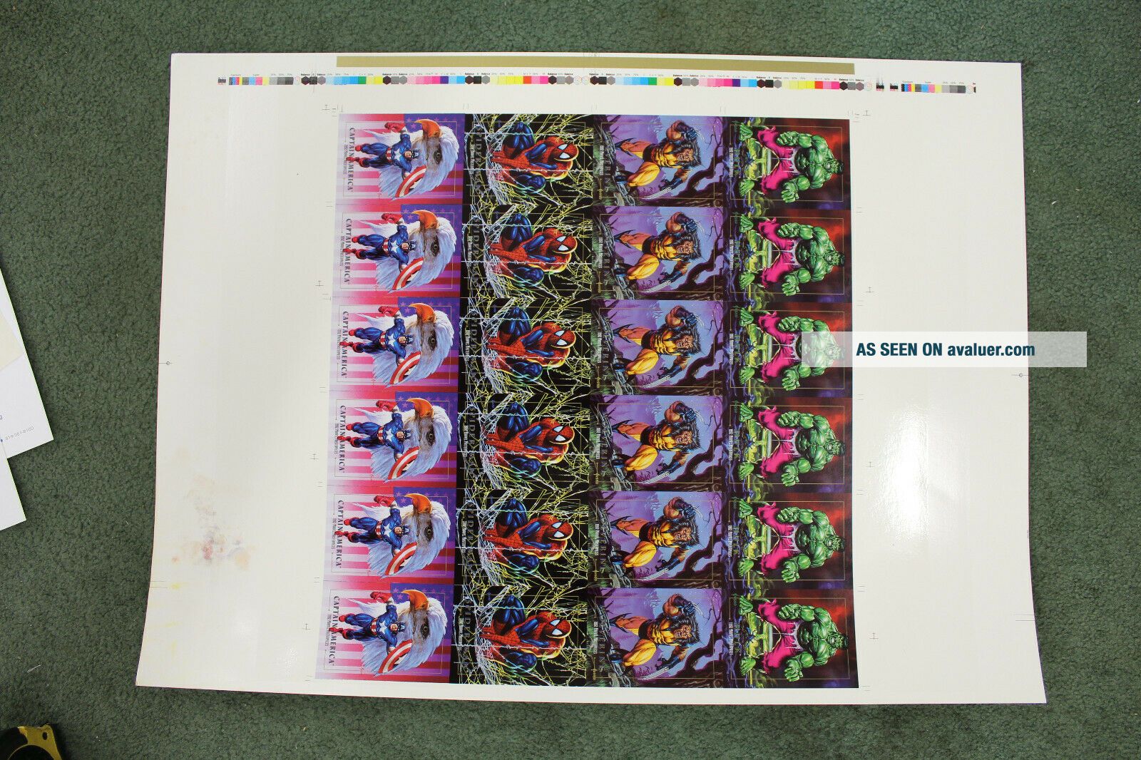 1992 Marvel Masterpieces UNCUT Sheet 24 CARDS W/ SkyBox And Letter ...