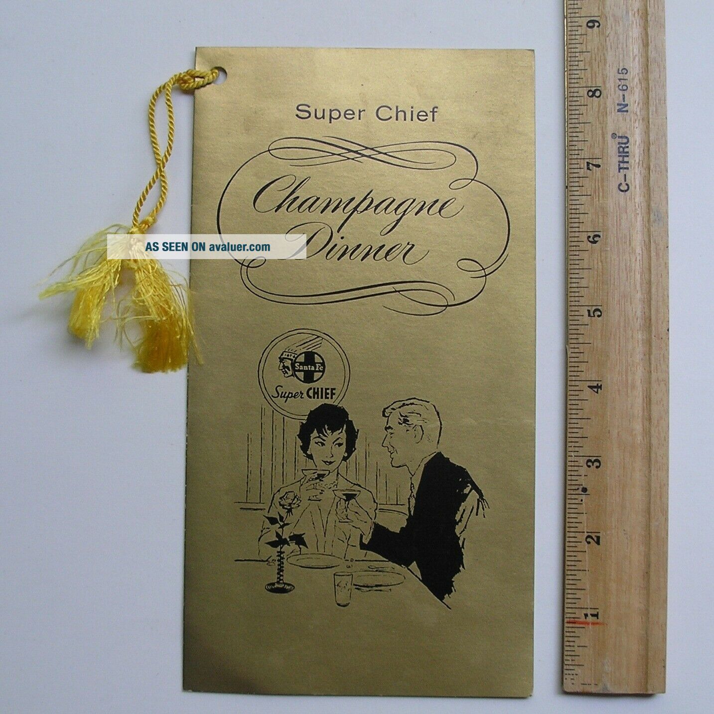 Santa Fe Chief Gold Tone Champagne Dinner Menu | #5203266