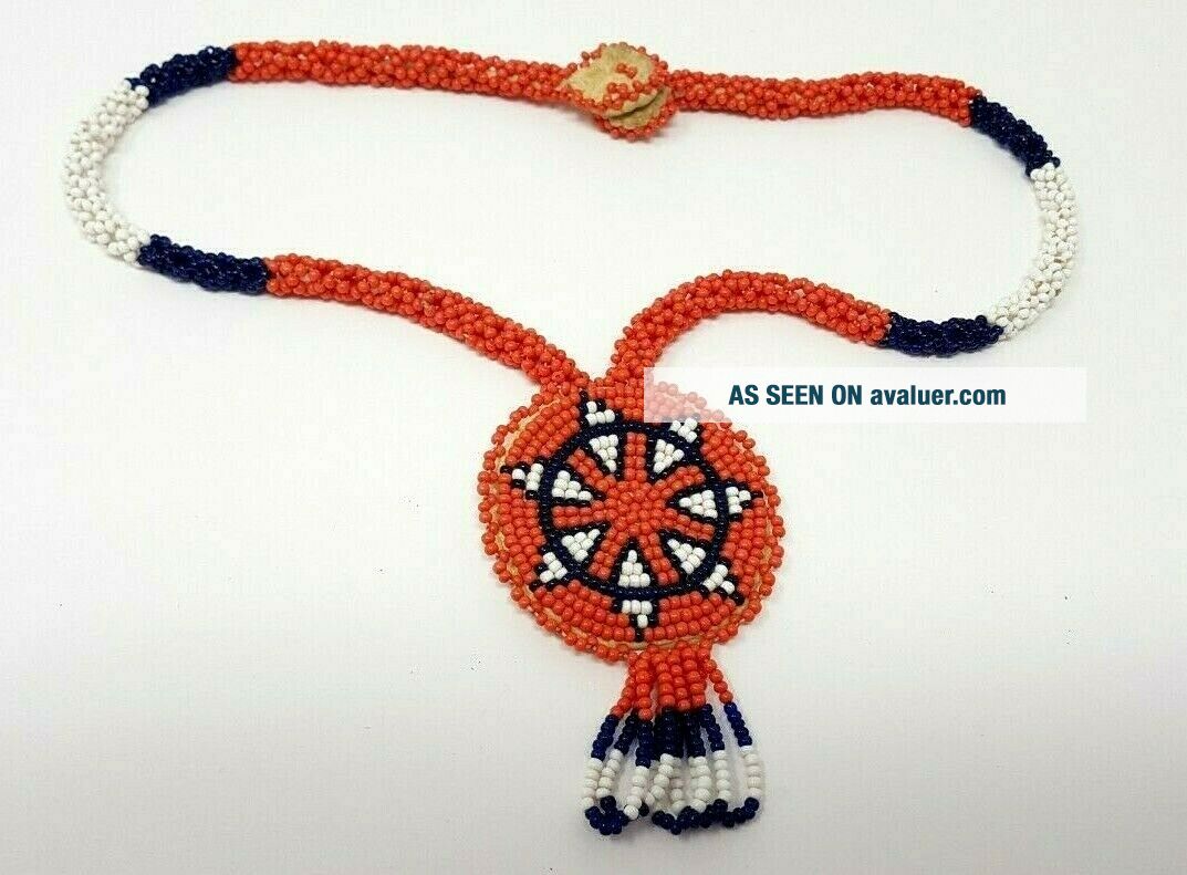 Vintage Native American Seed Beaded Necklace | #5298745
