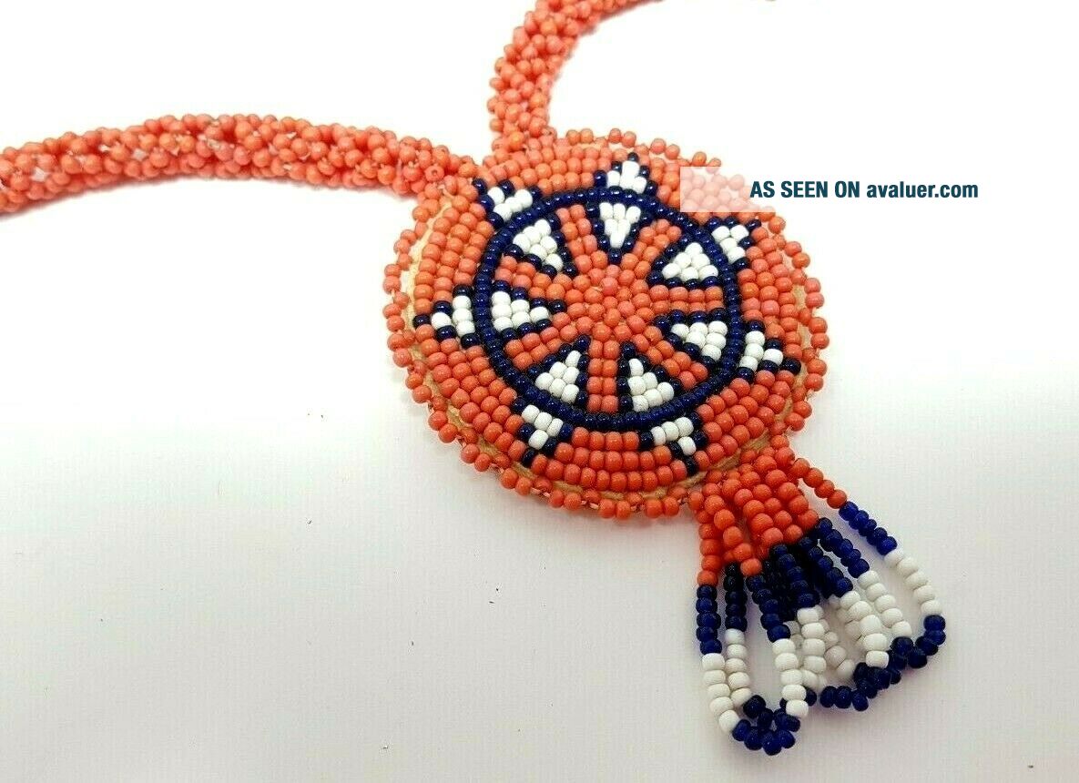 Vintage Native American Seed Beaded Necklace | #5298745