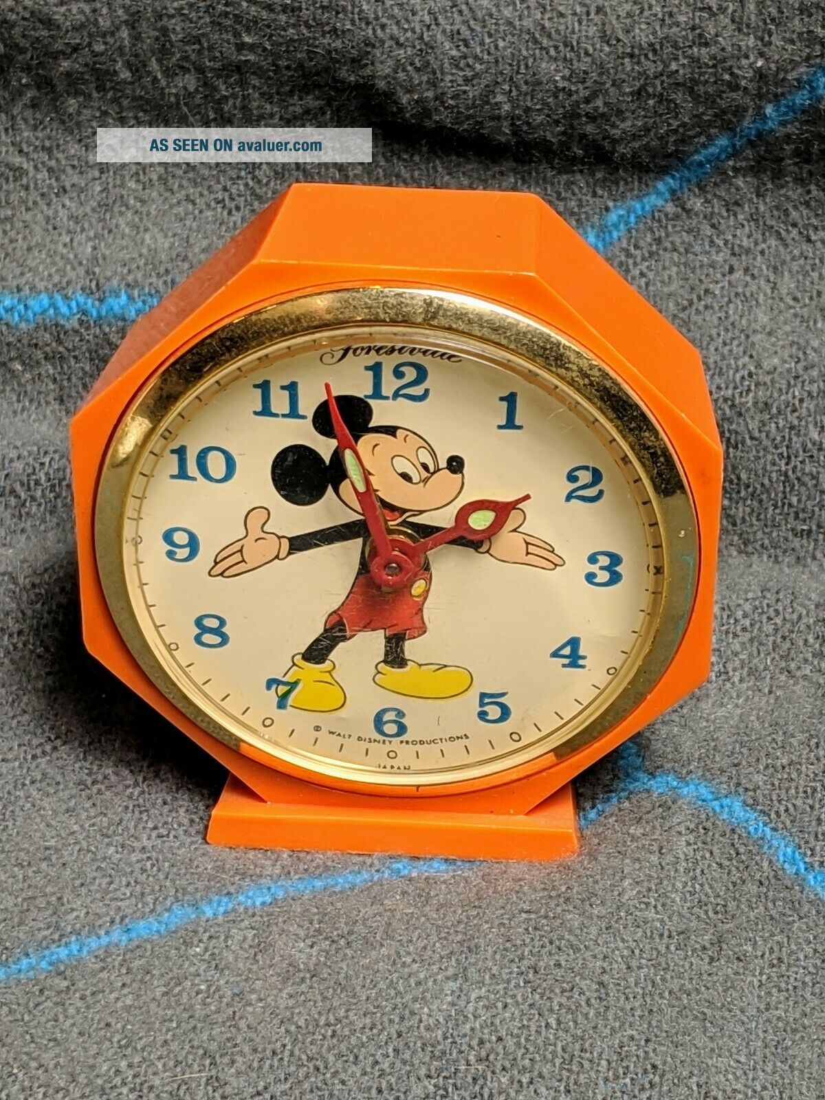 Disney Forestville Mickey Mouse Alarm Clock Orange Plastic Vintage ...