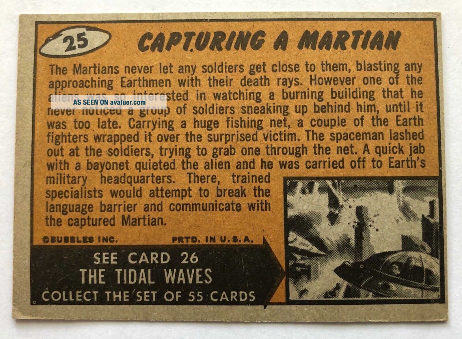 1962 Mars Attacks - 25 " Capturing A Martian " Topps Bubbles Inc. Card ...