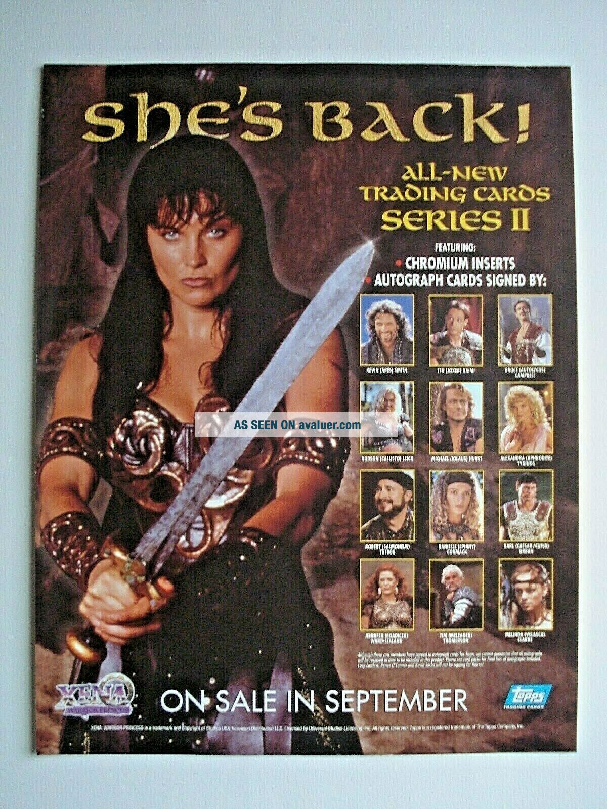 1998 TOPPS XENA WARRIOR PRINCESS SERIES II DEALER SELL SHEET | #5282573