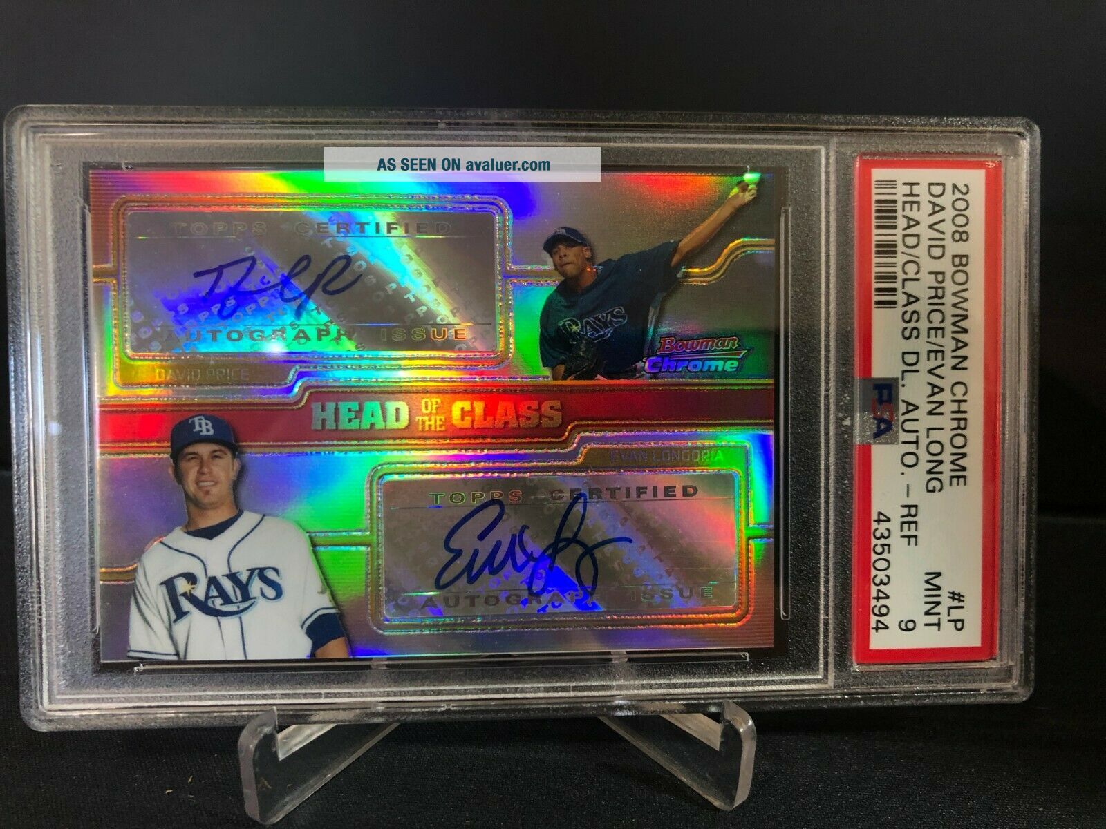 2008 Bowman Chrome Head Of The Class Dual Autograph LP David Price/Evan ...