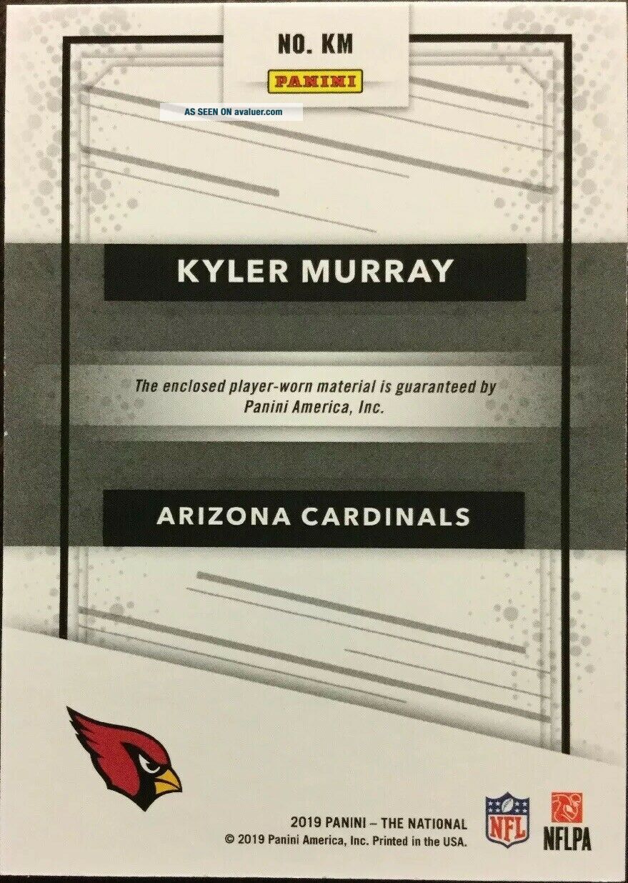 2019 Panini National Kyler Murray Rookie Memorabilia Player Worn Jersey ...