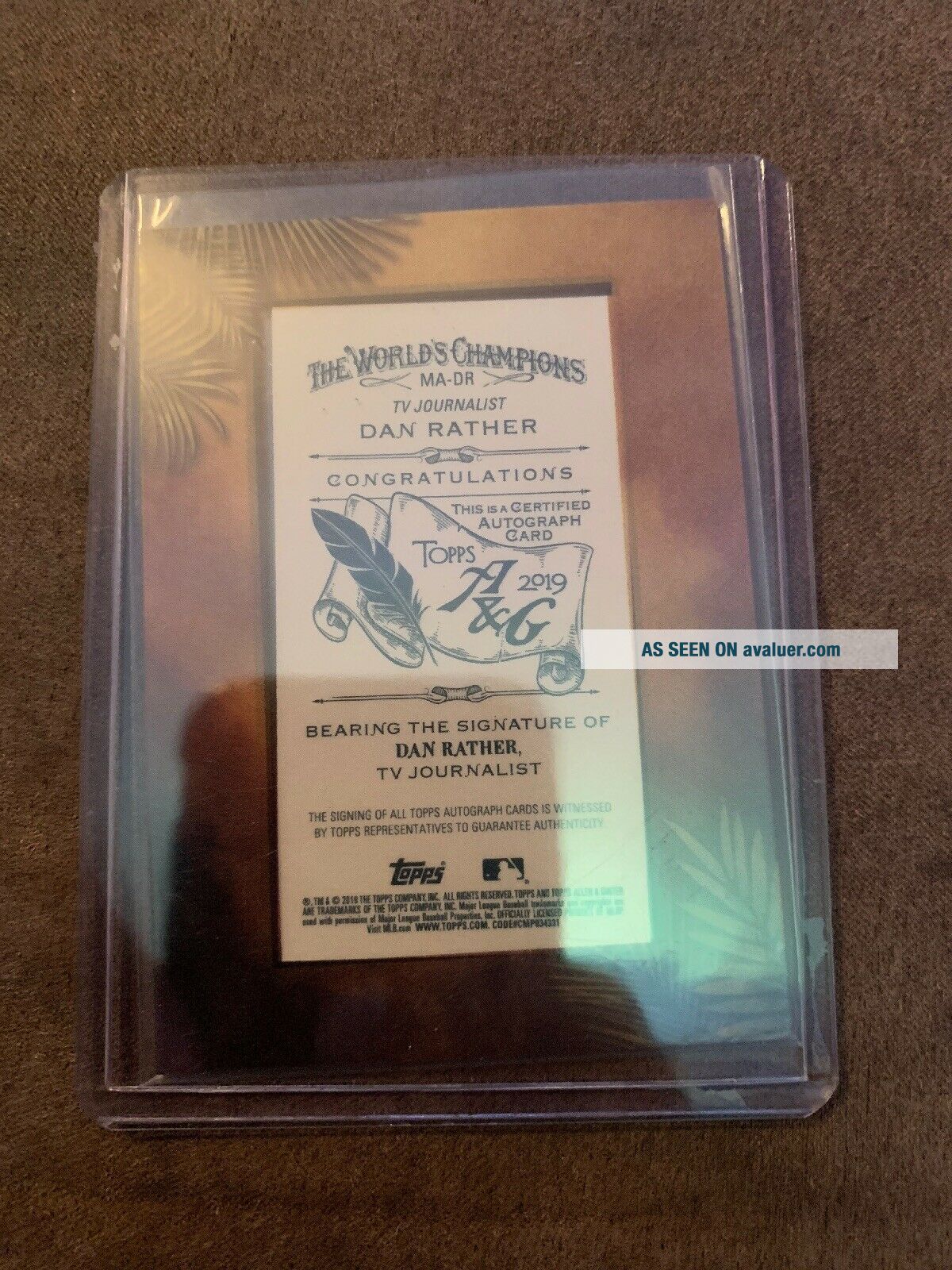 2019 Topps Allen And Ginter Dan Rather Mini Framed Auto | #5354340