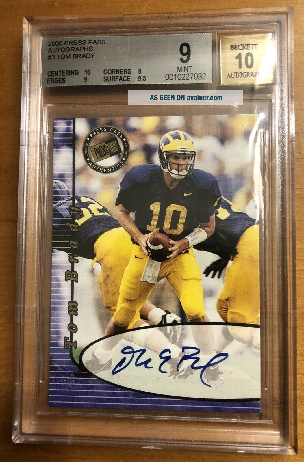 2000 TOM BRADY PRESS PASS ROOKIE AUTO AUTOGRAPH SIGNATURE NO FADE ...