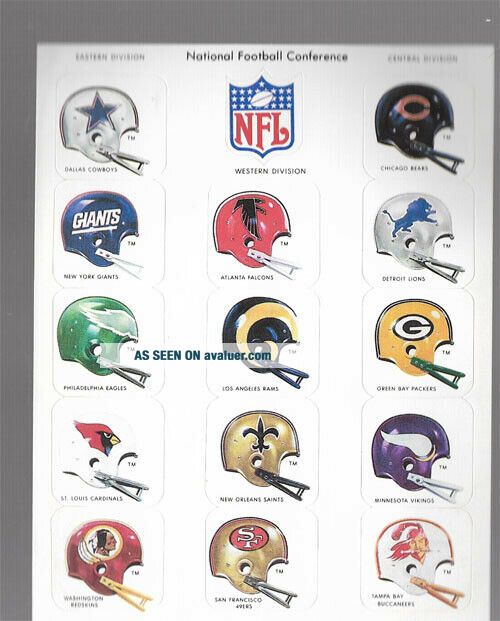 Vintage 1980 Hallmark NFC Helmet Sticker Sheet Football | #5365355