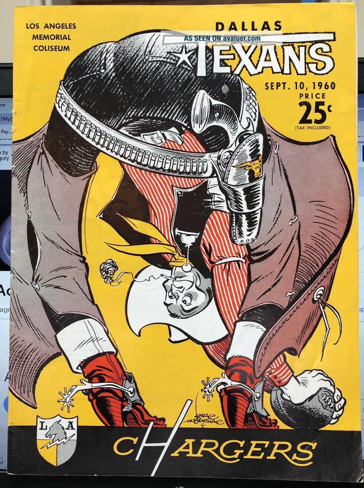 Rare 1960 LA CHARGERS Vs DALLAS TEXANS NFL Football Program Sept. 10 ...