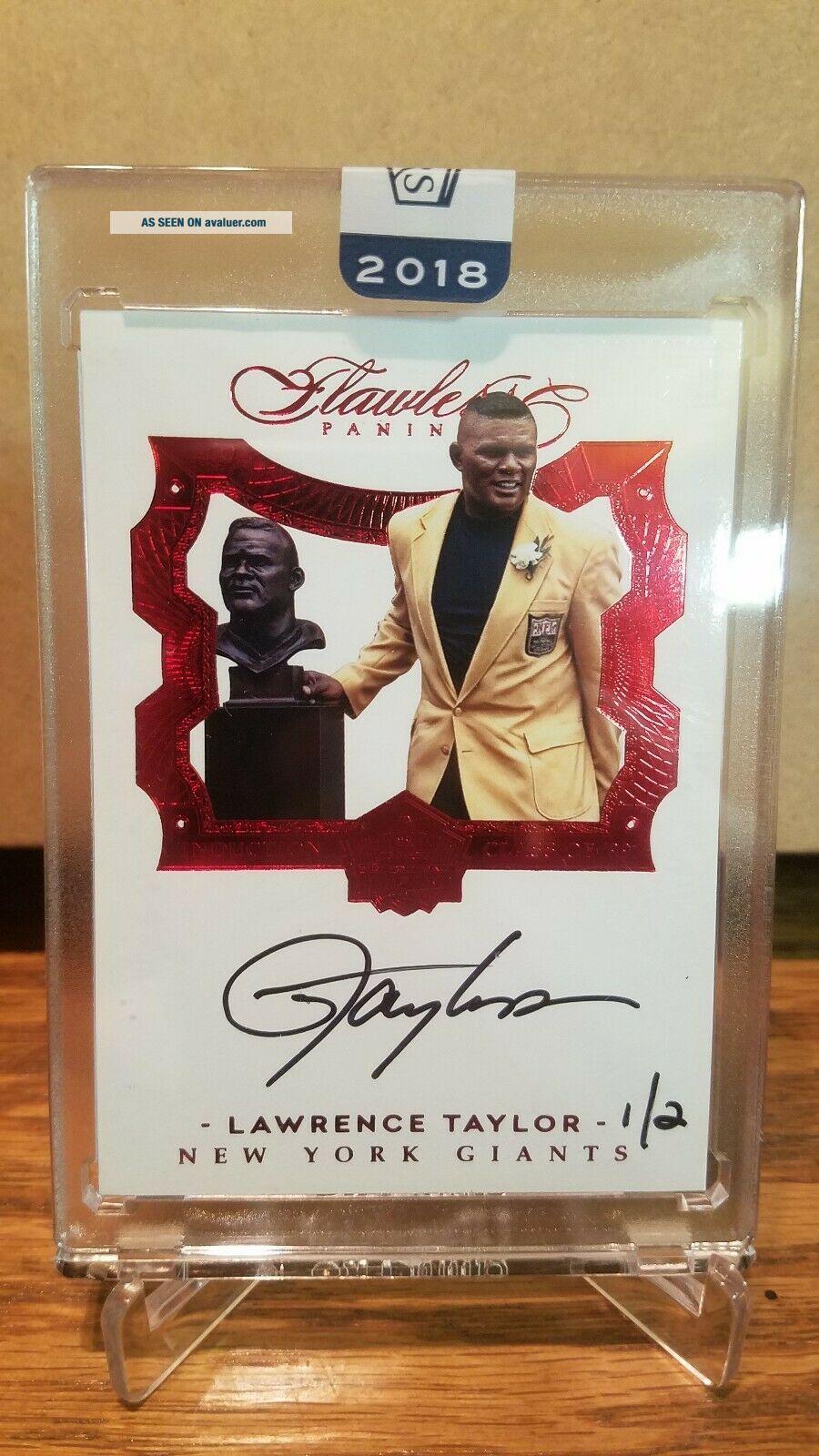 2018 NFL Honors Flawless Lawrence Taylor RUBY Autograph On Card 2/2 ...