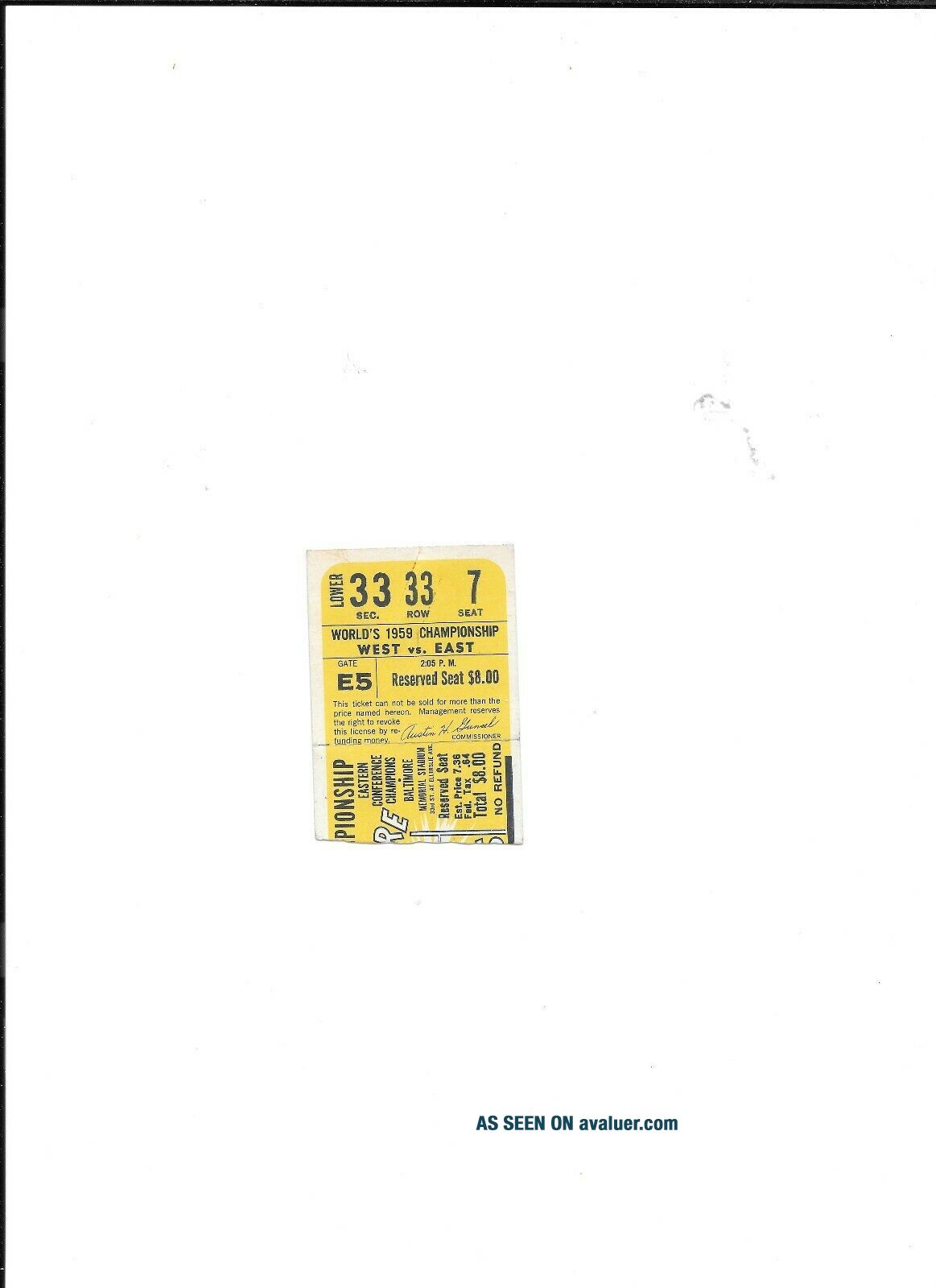 1959 NFL Championship Game Ticket Baltimore Colts V York Giants | #5419152