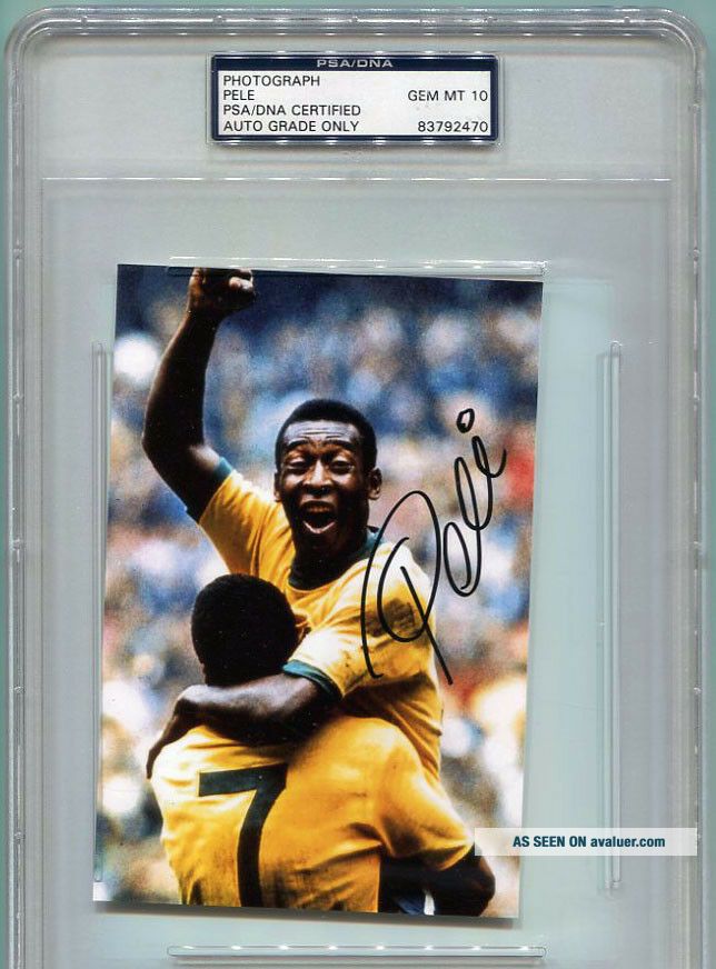 PELE SIGNED PHOTO BRAZIL FIFA WORLD CUP SOCCER Football Cosmos PSA 10 ...