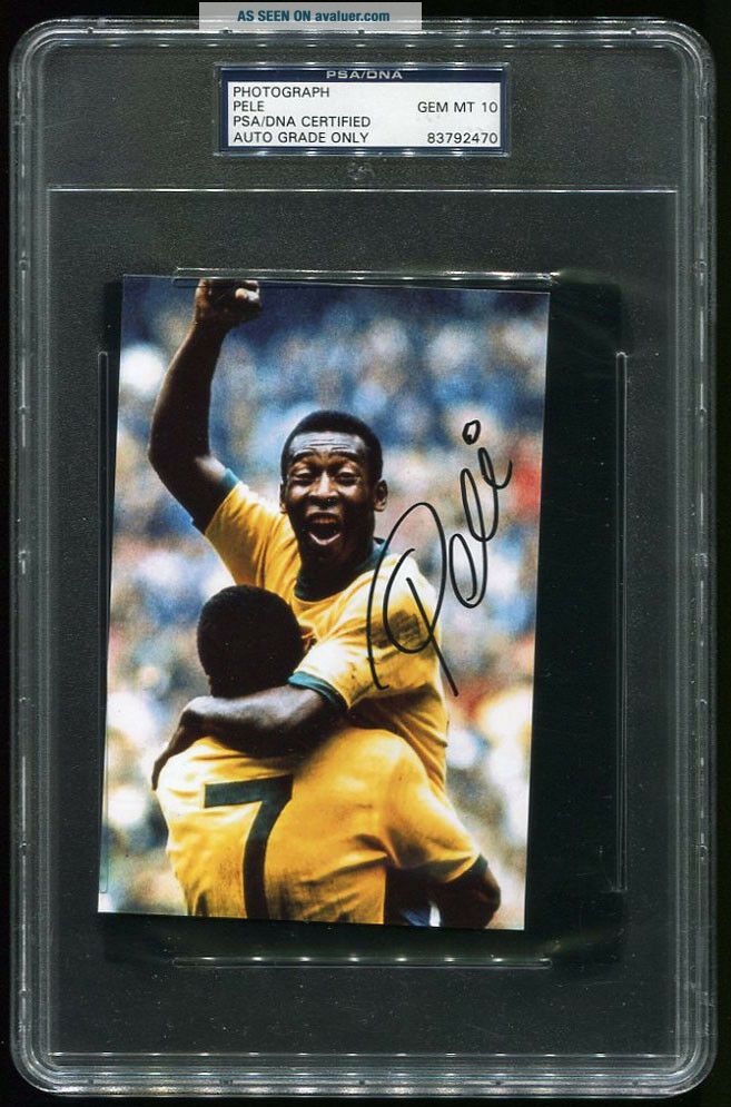 PELE SIGNED PHOTO BRAZIL FIFA WORLD CUP SOCCER Football Cosmos PSA 10 ...