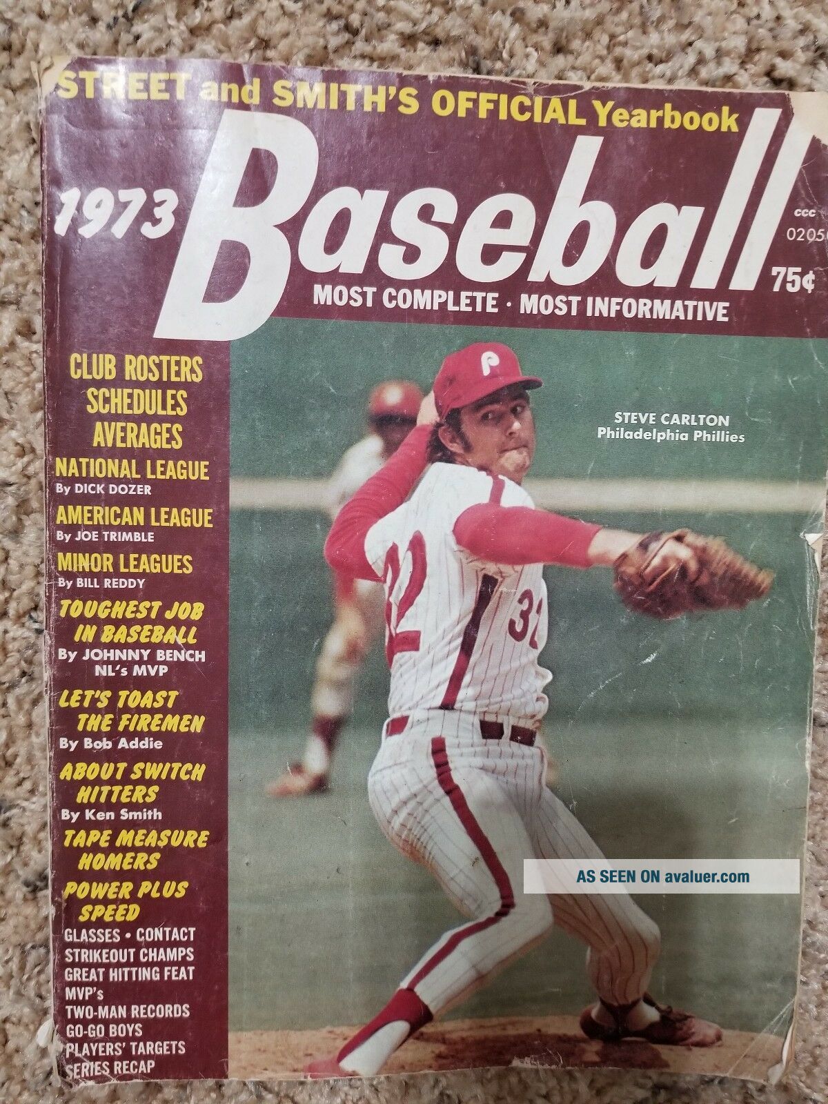 1973 STREET And SMITH ' S Baseball Yearbook - STEVE CARLTON ...