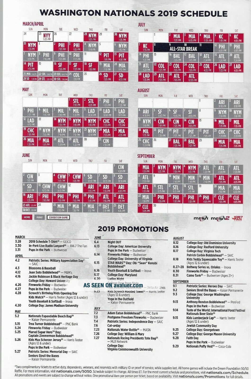 2019 WASHINGTON NATIONALS MEDIA GUIDE BASEBALL MLB Scherzer PRIORITY ...