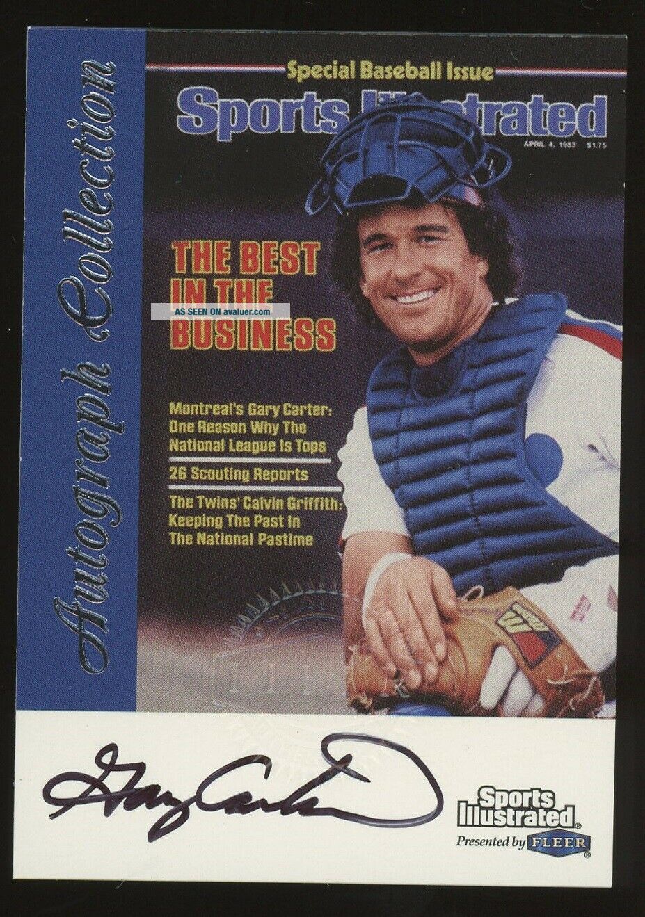 1999 Fleer Sports Illustrated Gary Carter AUTO Expos W/ Factory Stamp ...